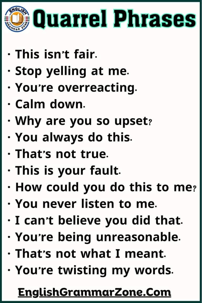 150 Quarrel Phrases In English