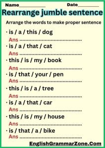 Rearrange Jumble Sentence Worksheet With Answer