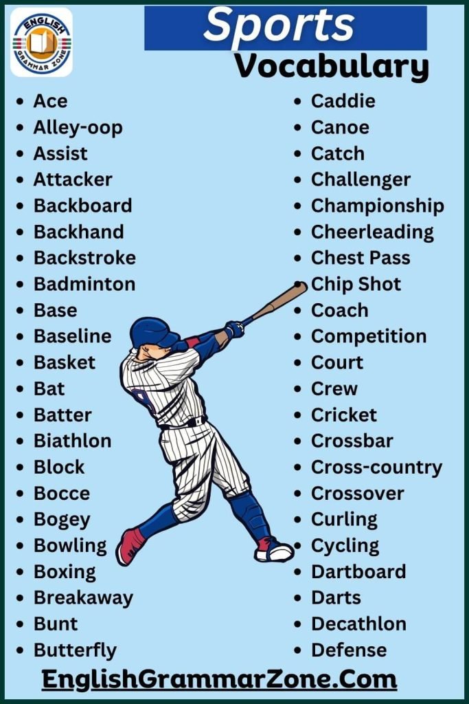 Best 180 Sports Vocabulary Word List