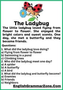 The Ladybug Reading Comprehension For Kindergarten