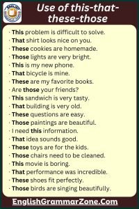 This That These Those Example Sentence