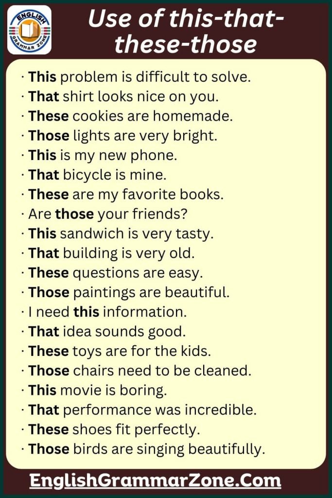 This That These Those Example Sentence