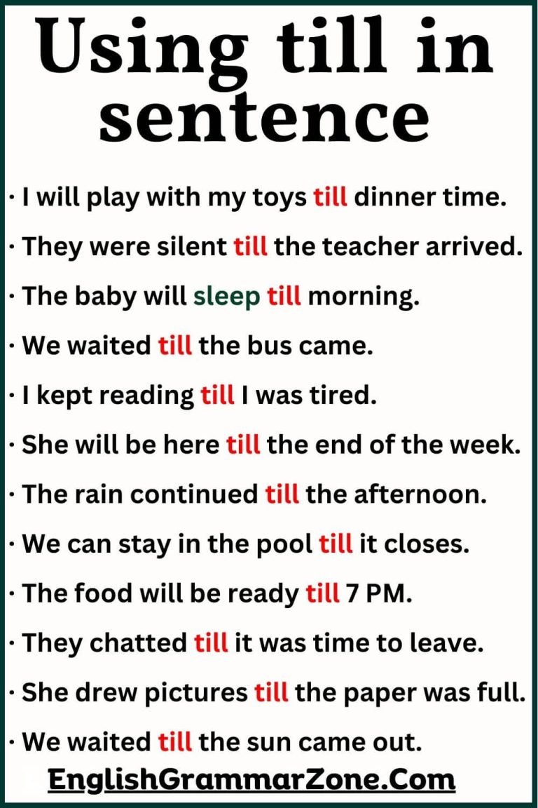 150+ Sentence Using Till In English