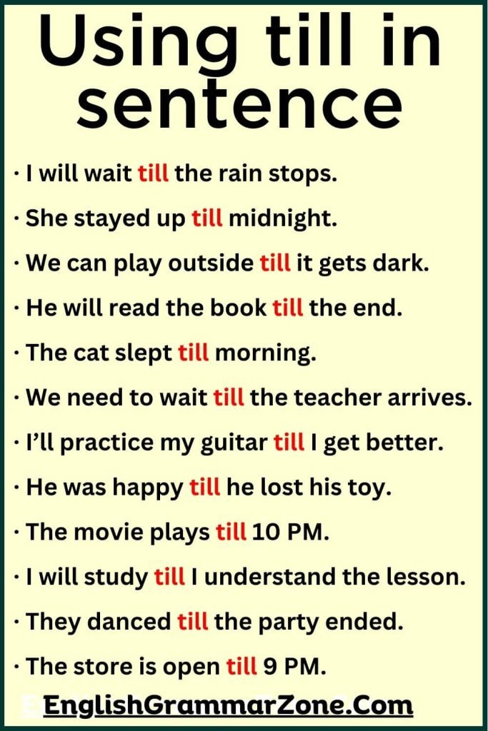 150+ Sentence Using Till In English