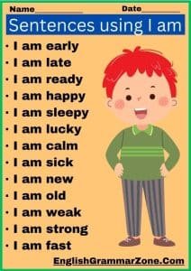 Examples Of I Am In A Sentence Worksheet