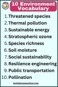 250 Environment Vocabulary Exercise