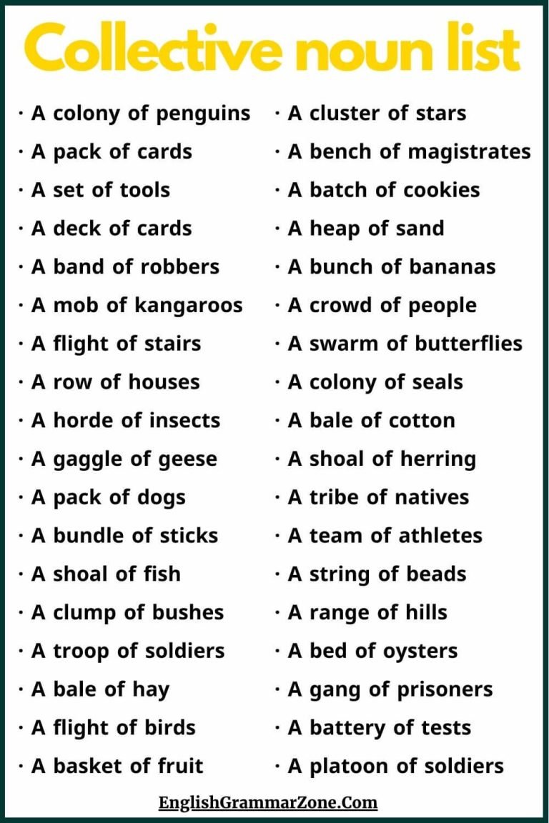 Explain Collective Noun List In English