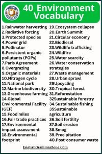 250 Environment Vocabulary Exercise