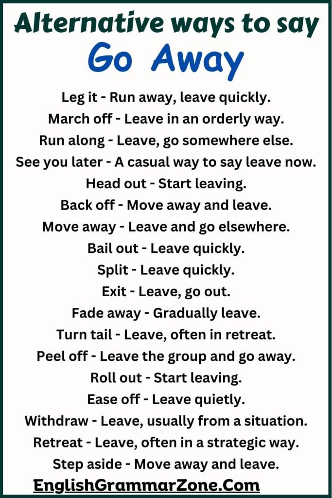 100 Ways To Say Go Away And Their Meanings