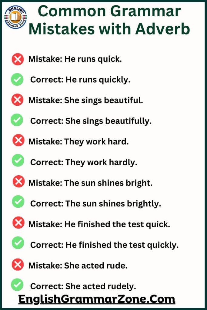 Common Grammar Mistakes In The Use Of Adverb