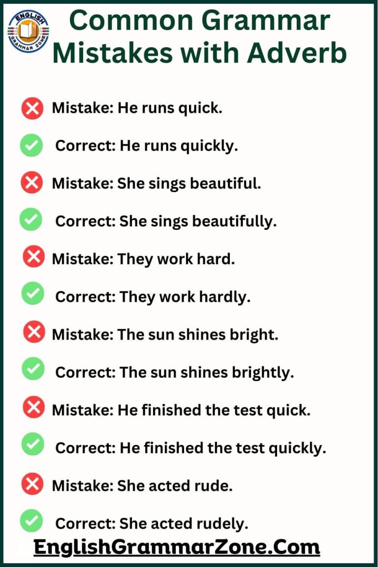 Common Grammar Mistakes In The Use Of Adverb