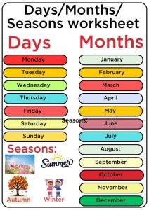 Days/Months/Seasons Worksheet