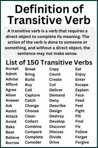 Definition With Example Of Transitive Verb In English