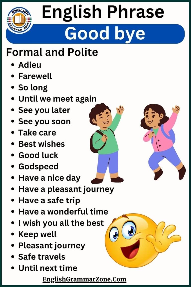 Spoken Phrases With Good Bye In English