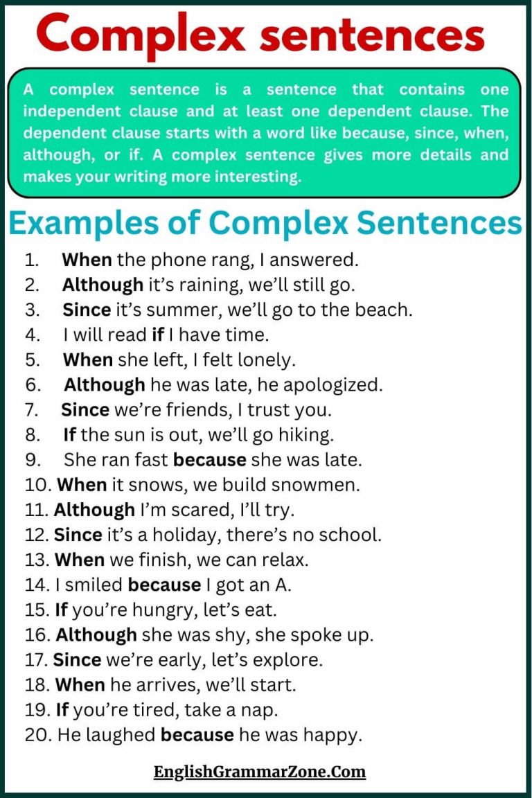 Example Of Complex Sentences