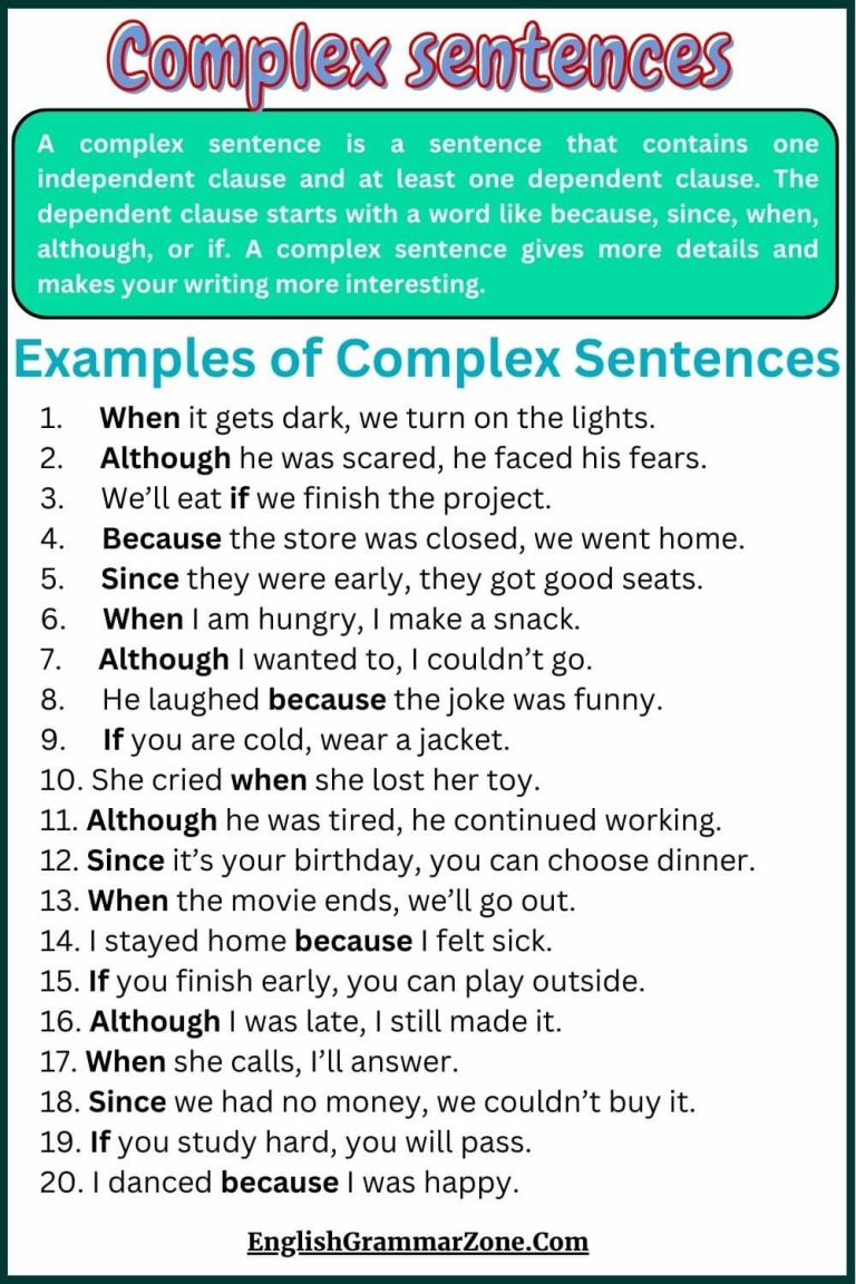 Example Of Complex Sentences