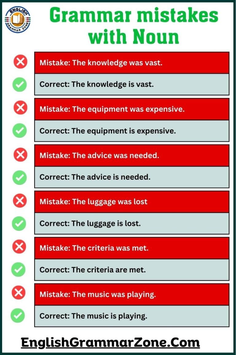 Common Grammar Mistakes In The Use Of Noun