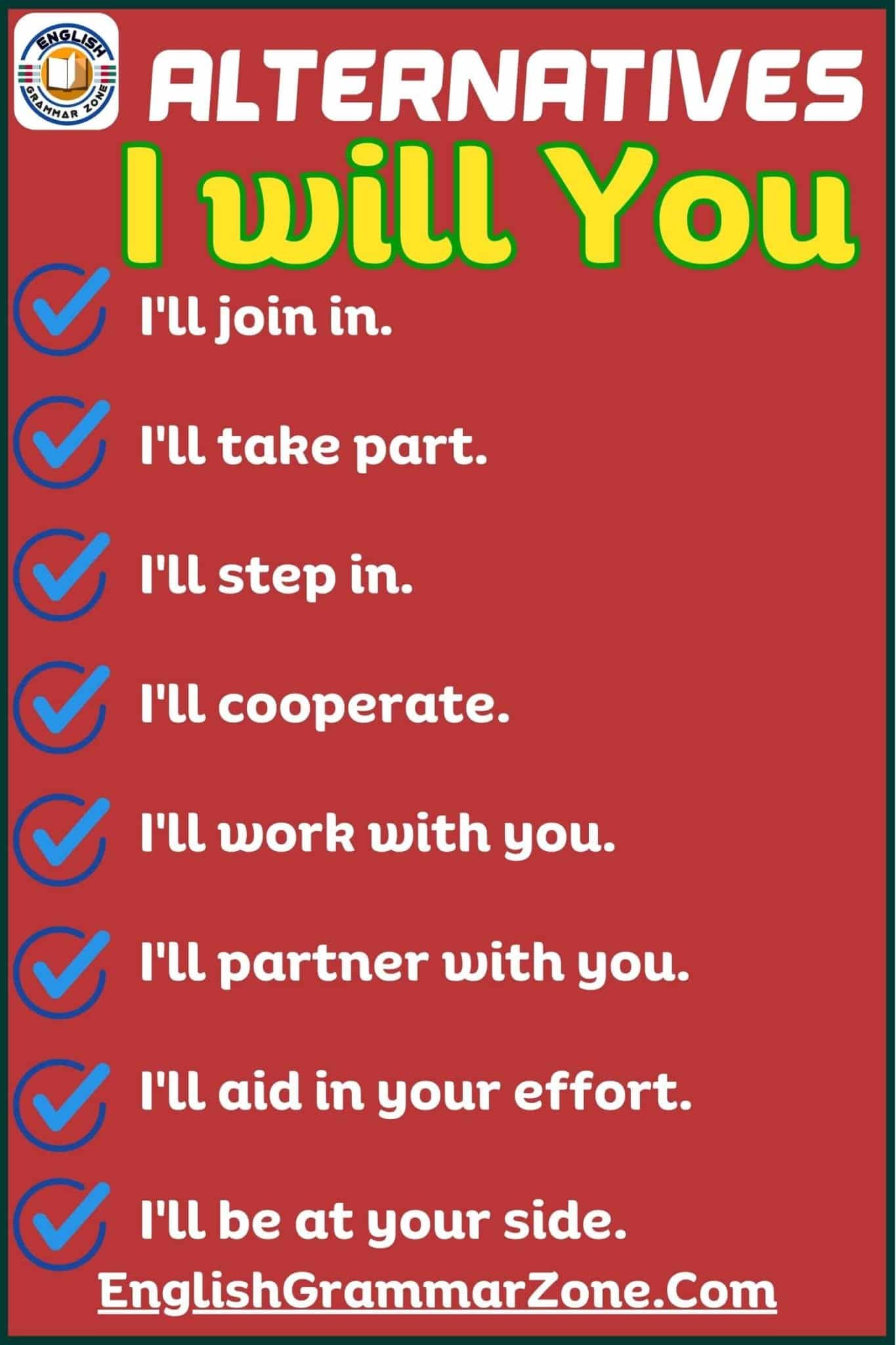 Alternative Way To Say I Will You In English