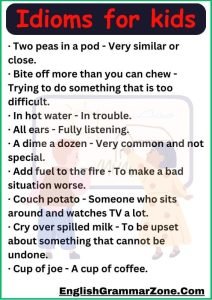 100 Idioms For Kids With Meaning