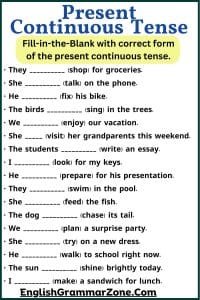 Fill-in-The-Blank With Correct Form Of The Present Continuous Tense