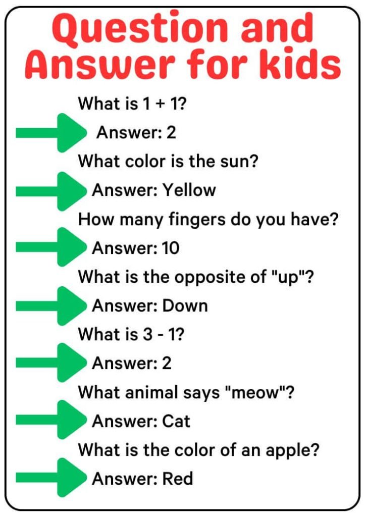 Question And Answer Worksheet For Kids
