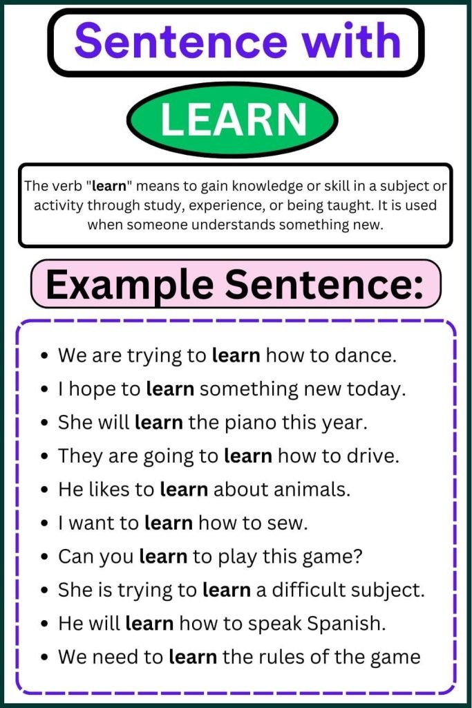 Sentences With Learn Definition And Examples