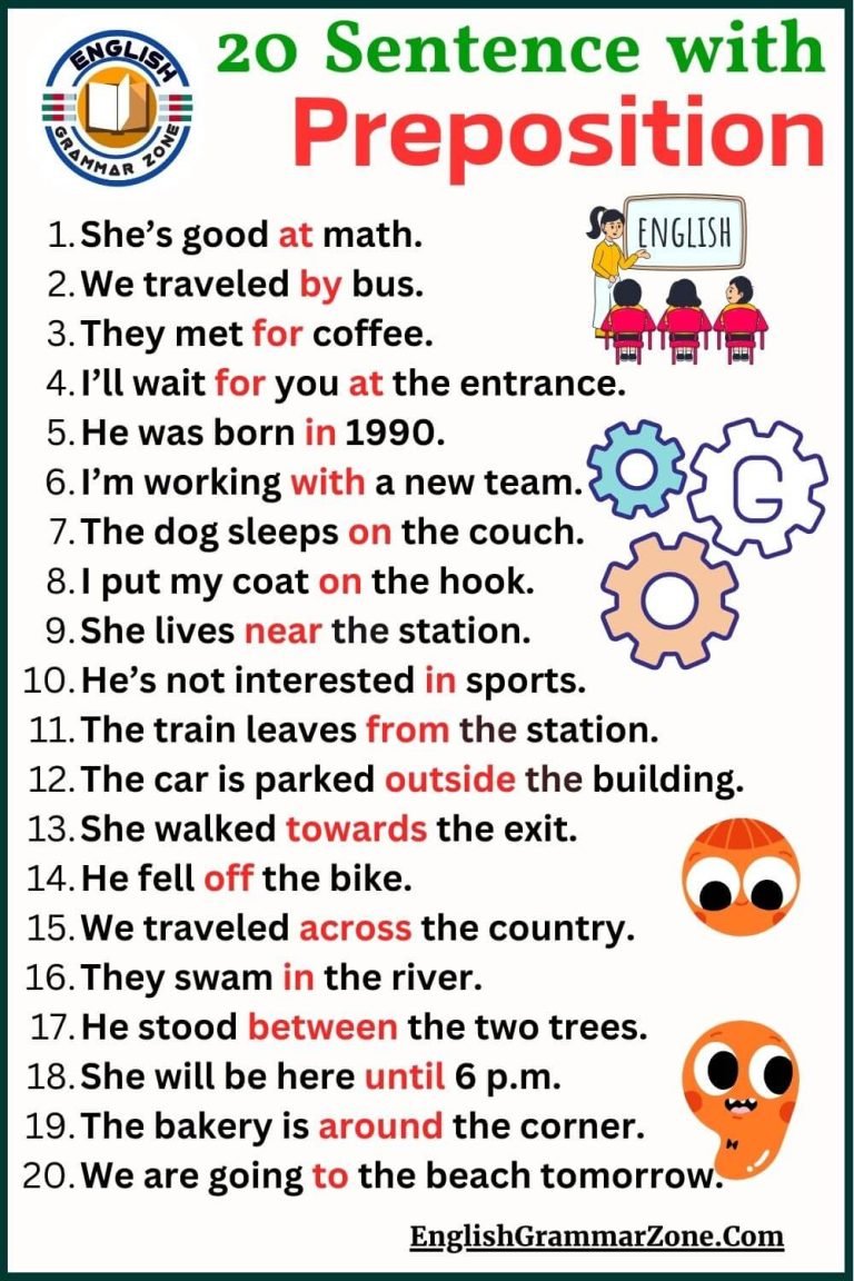 Sentence With Preposition Definition And Example Sentence