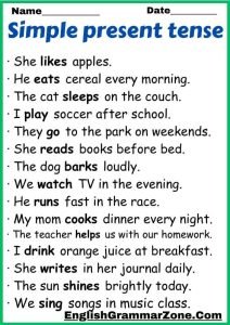 50+Present Simple Tense Examples For Kids