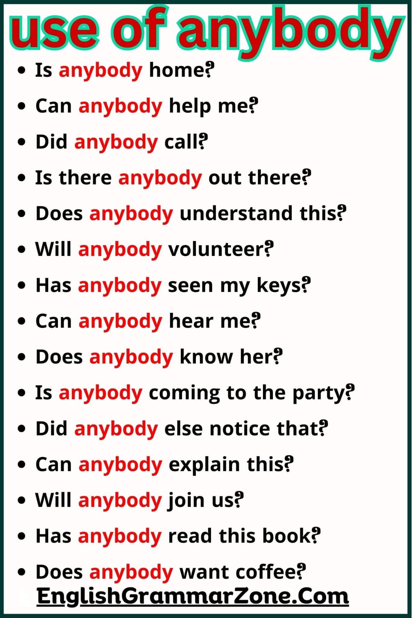 Sentence With Anybody In English