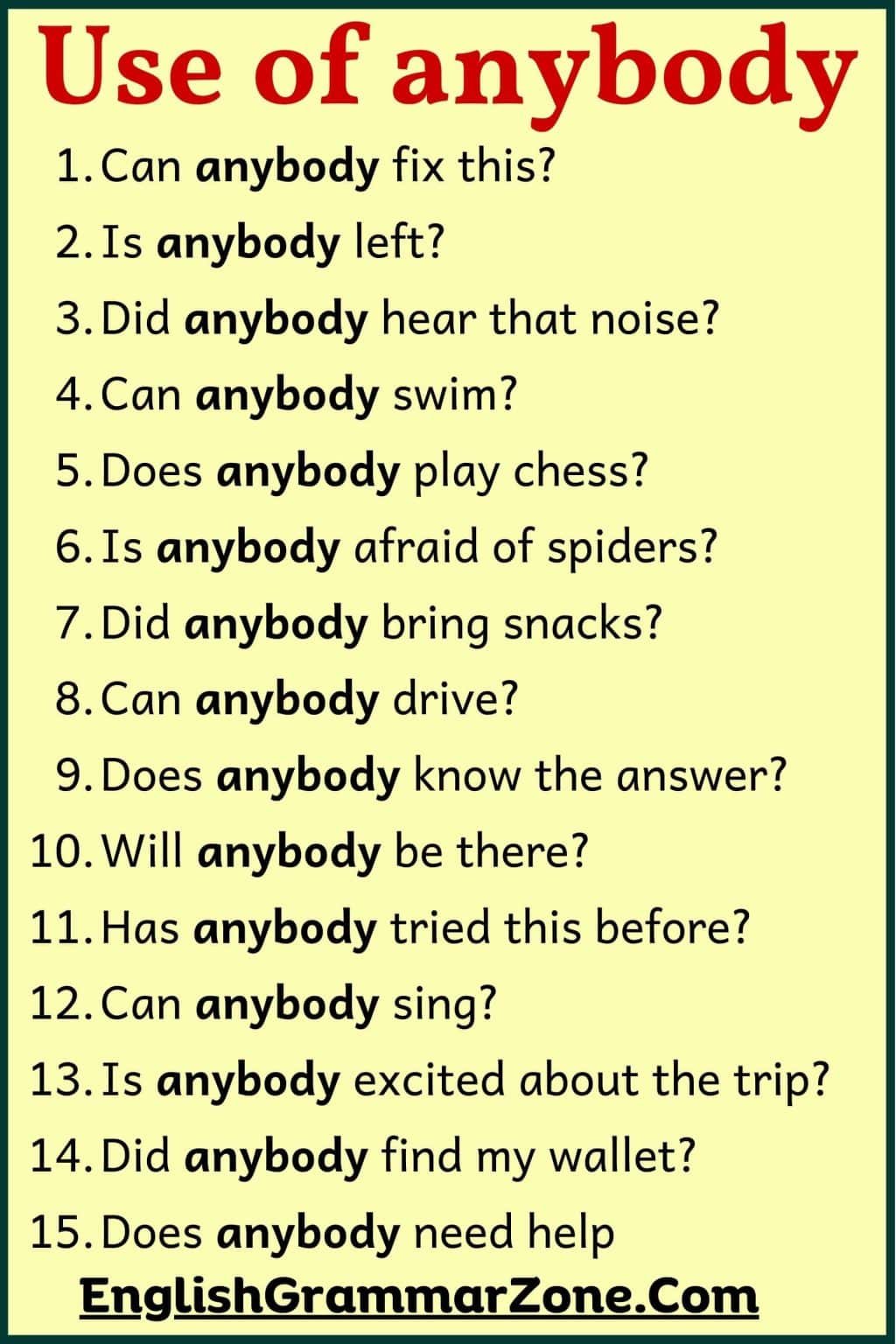 Sentence With Anybody In English
