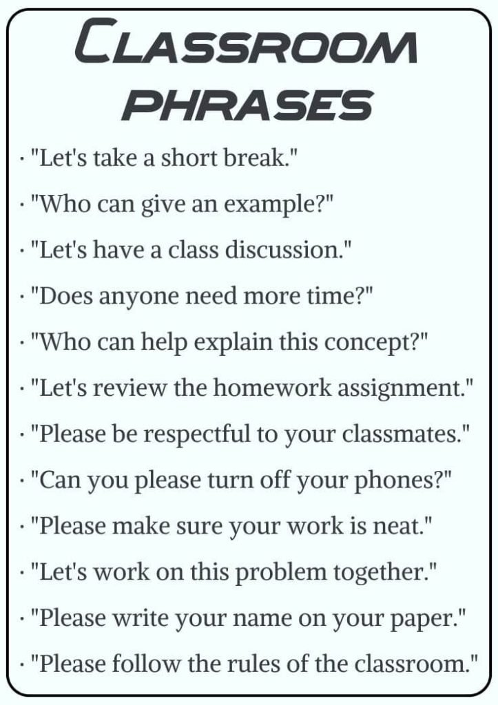 Most Useful Classroom Phrases For Teachers