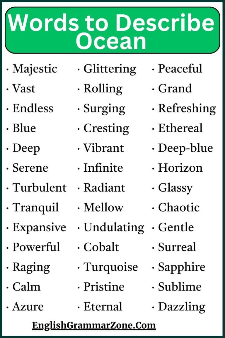 100 Words To Describe The Ocean