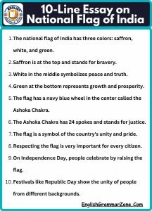 10 Line Essay On National Flag Of India For Children