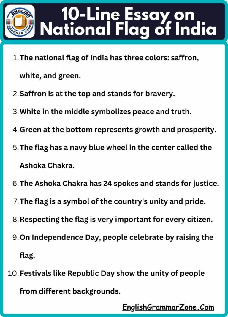 10 Line Essay On National Flag Of India For Children