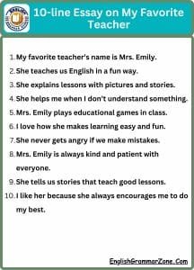 Essay On My Favourite Teacher For Students