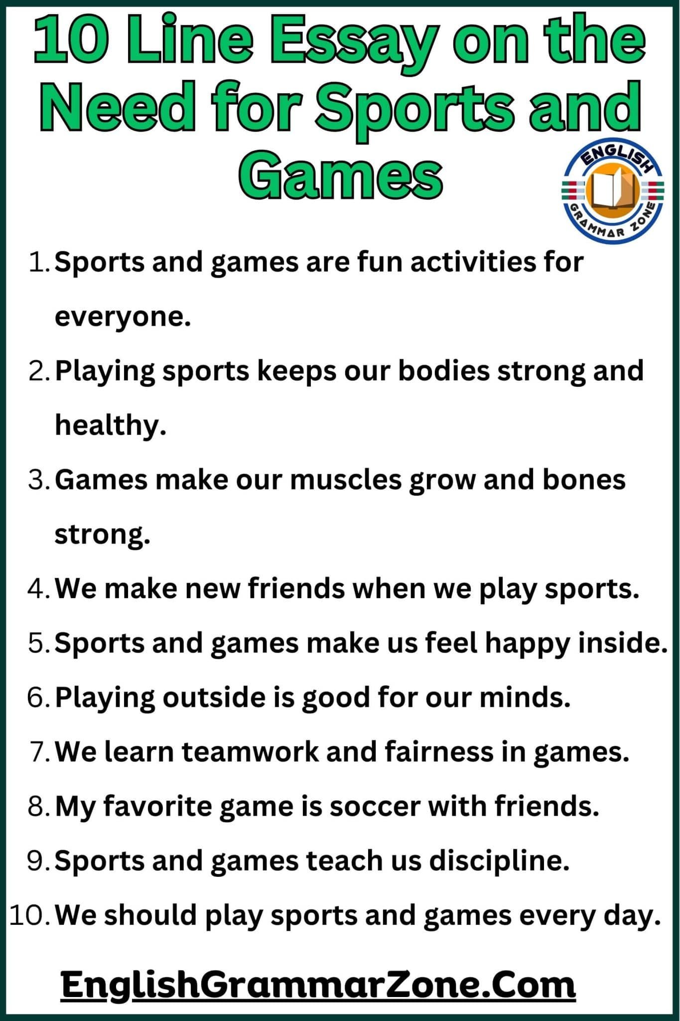 10 Essay On The Need For Sports And Games For Children