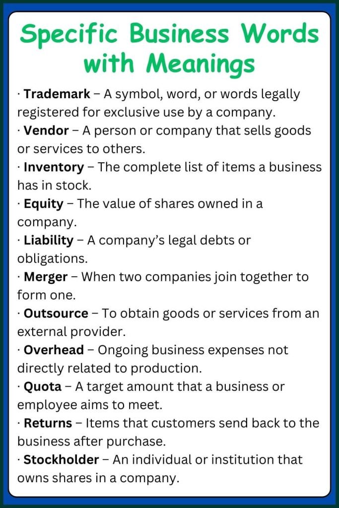 Business Words In English