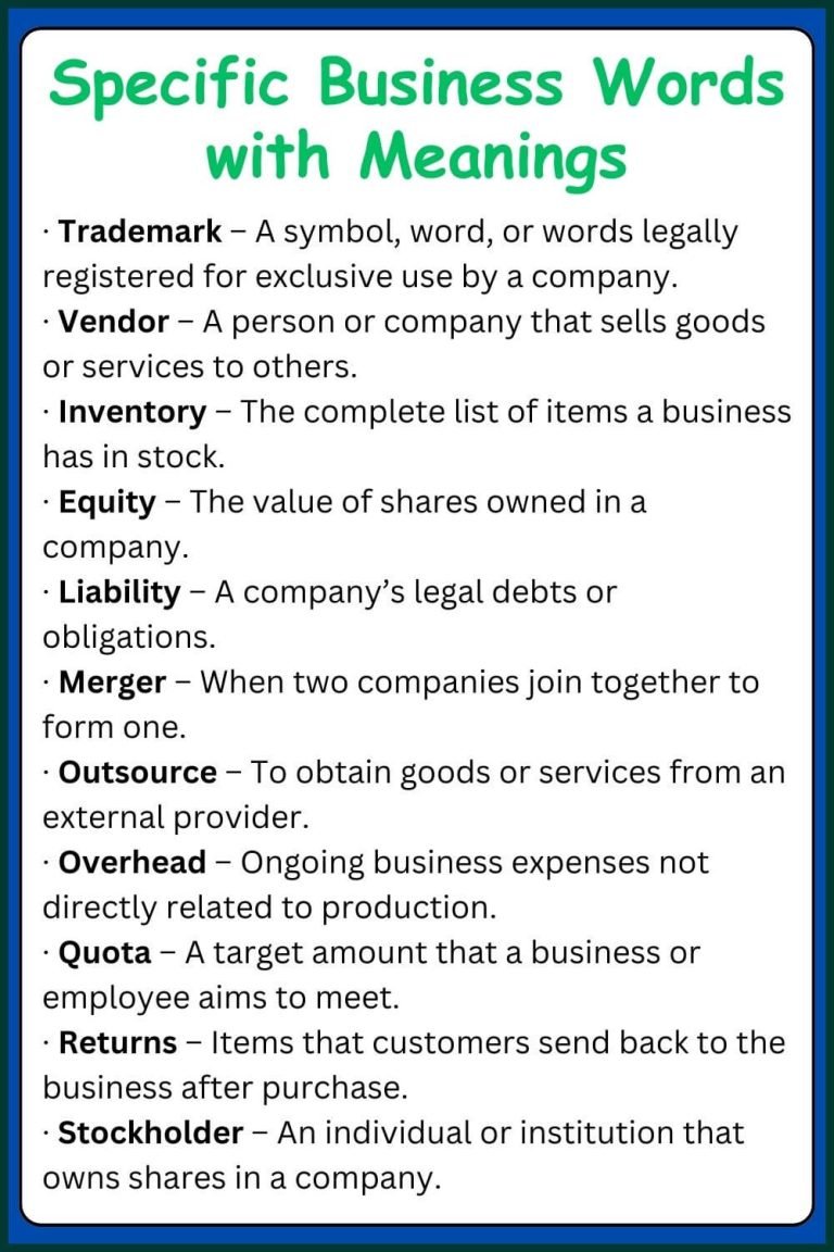 Business Words In English