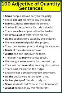 100 Adjective Of Quantity Examples In Sentences