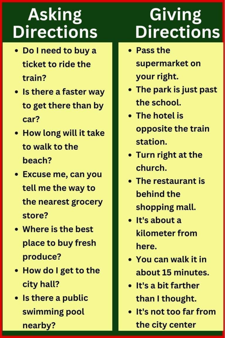 Asking And Giving Direction Phrase