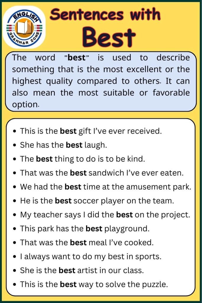 Sentence With Best Meaning And Example