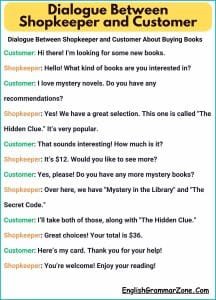 Dialogue Between Shopkeeper And Customer