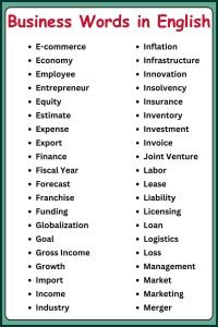 Business Words In English