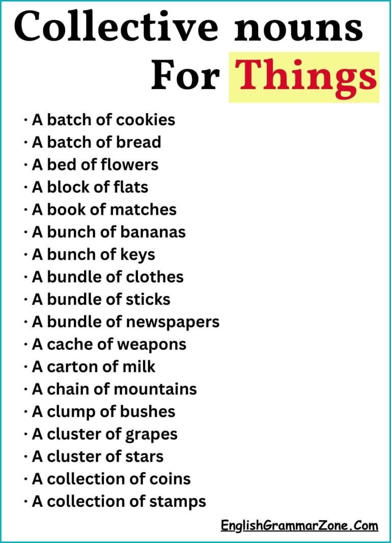 100 Important Collective Nouns For Things