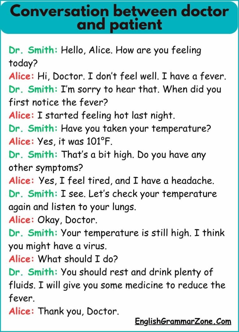 Write A Dialogue Between Doctor And Patient