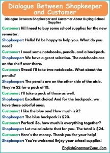 Dialogue Between Shopkeeper And Customer