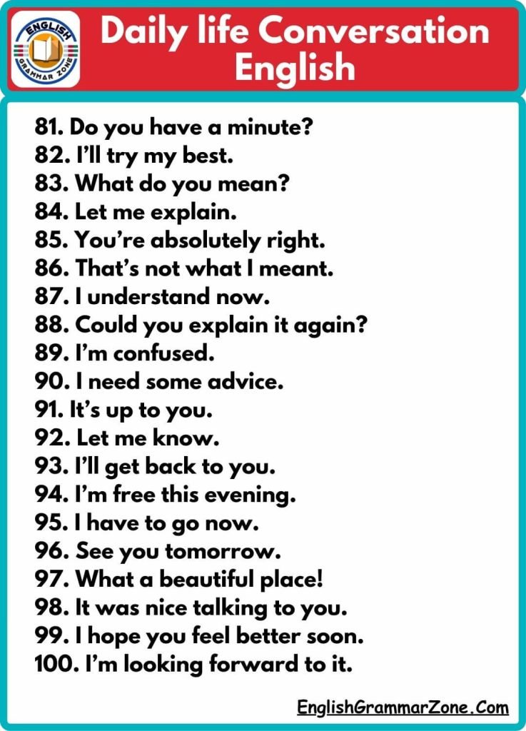 Common English Sentence Used In Daily Life