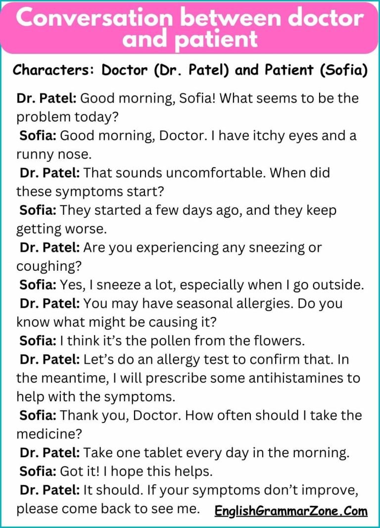 Write A Dialogue Between Doctor And Patient
