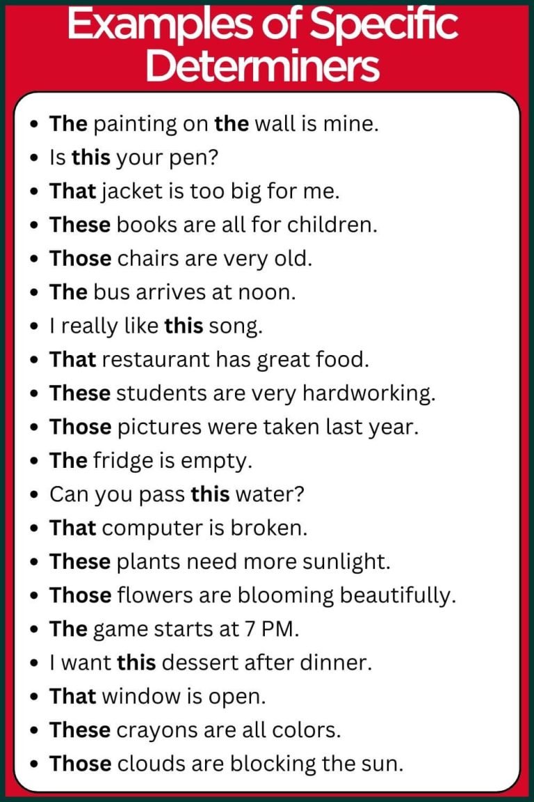 Examples Of Specific Determiners