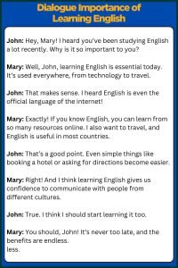 Dialogue Importance Of Learning English